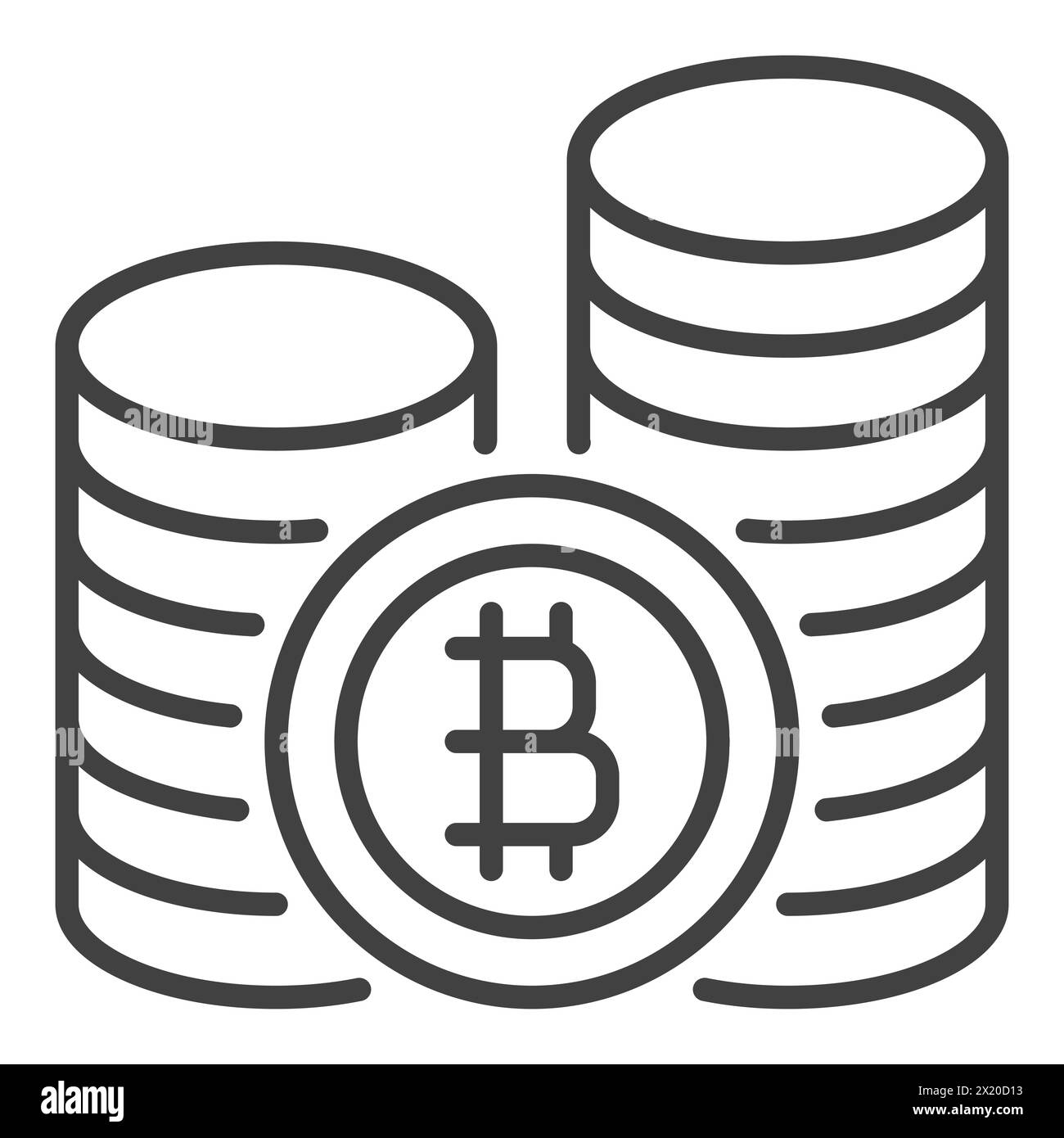Bitcoin Coins Vector Cryptocurrency Concept Icon Or Symbol In Thin Line
