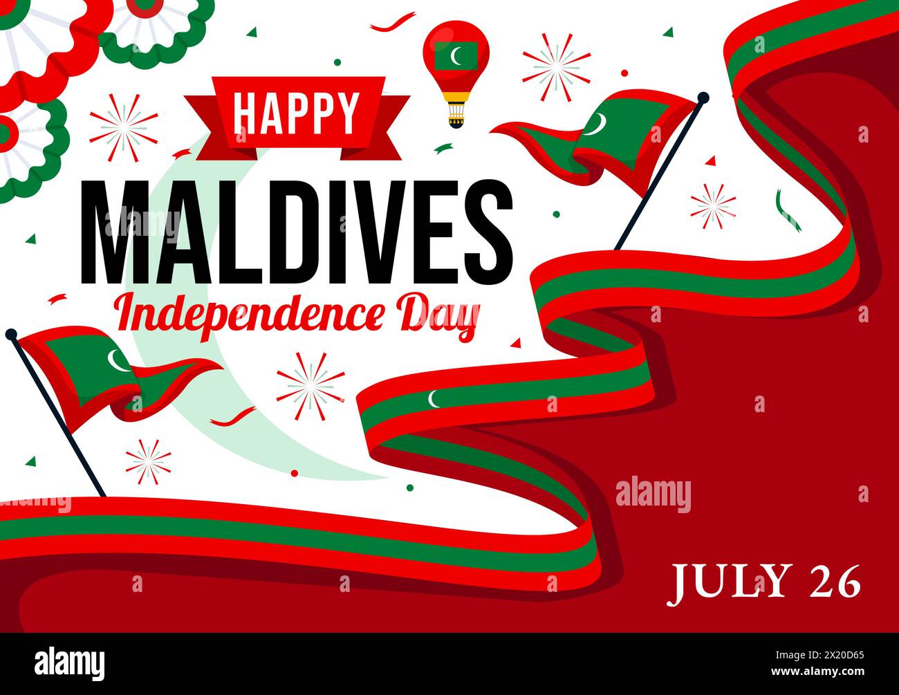 Happy Maldives Independence Day Vector Illustration on 26 July with ...
