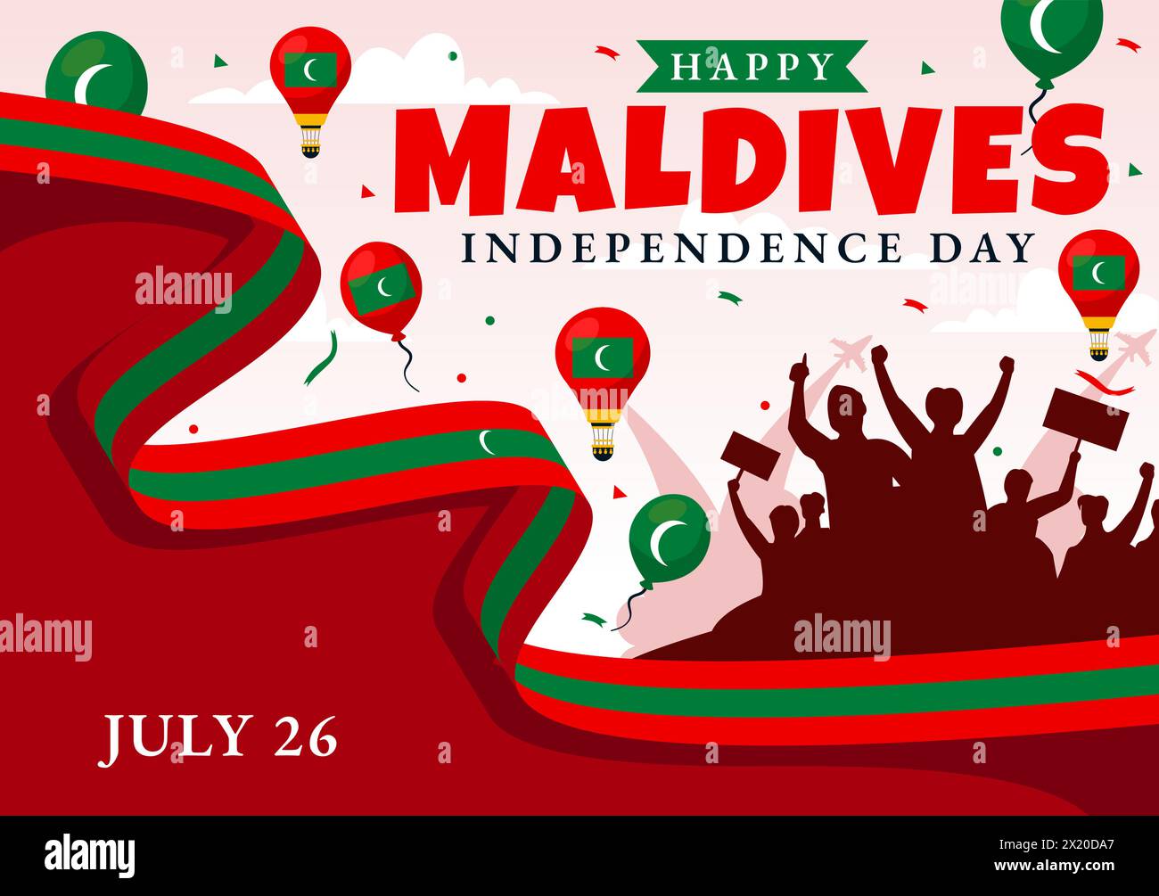 Happy Maldives Independence Day Vector Illustration on 26 July with ...