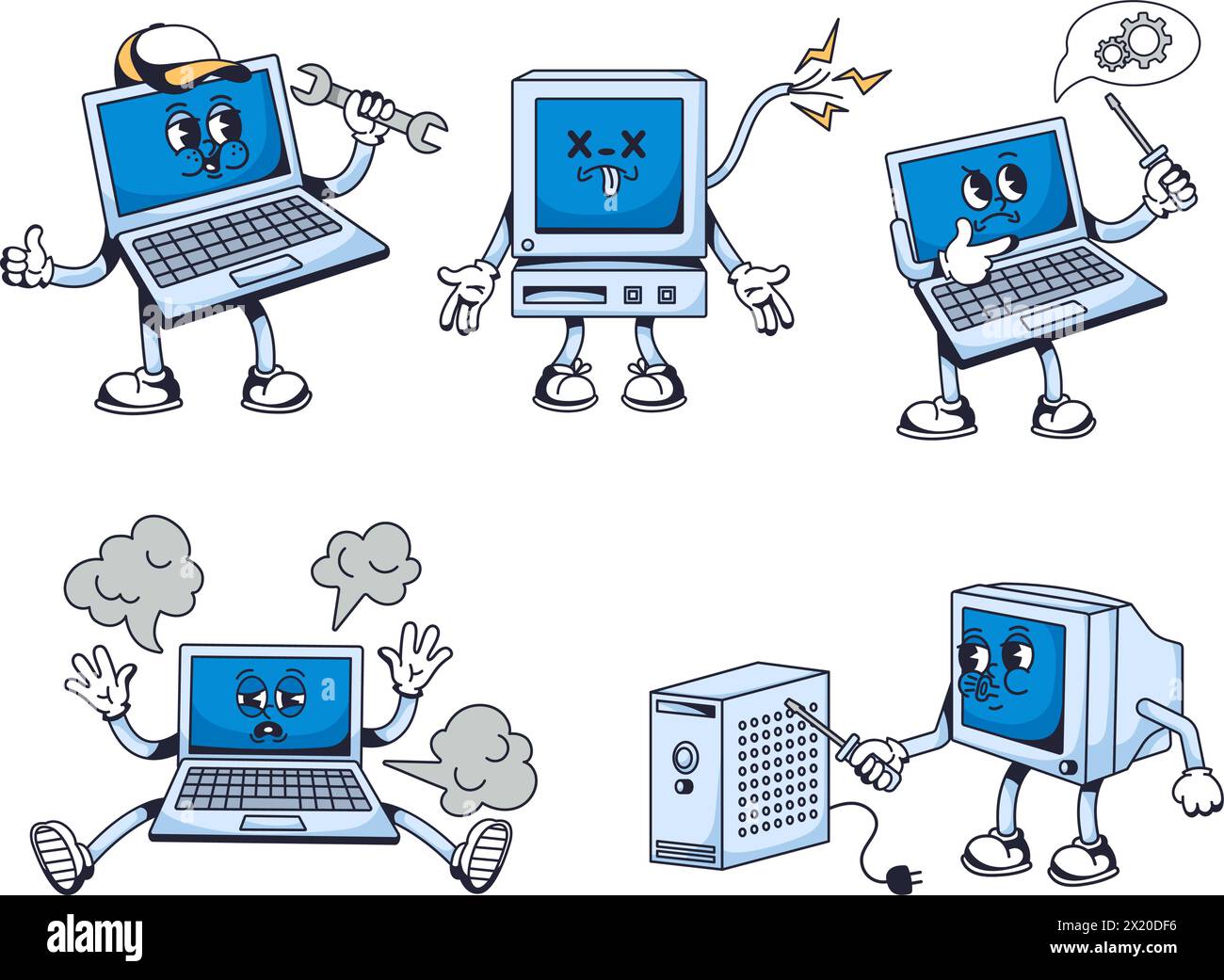 Computer service mascot. Laptop repair character, pc troubleshooting ...