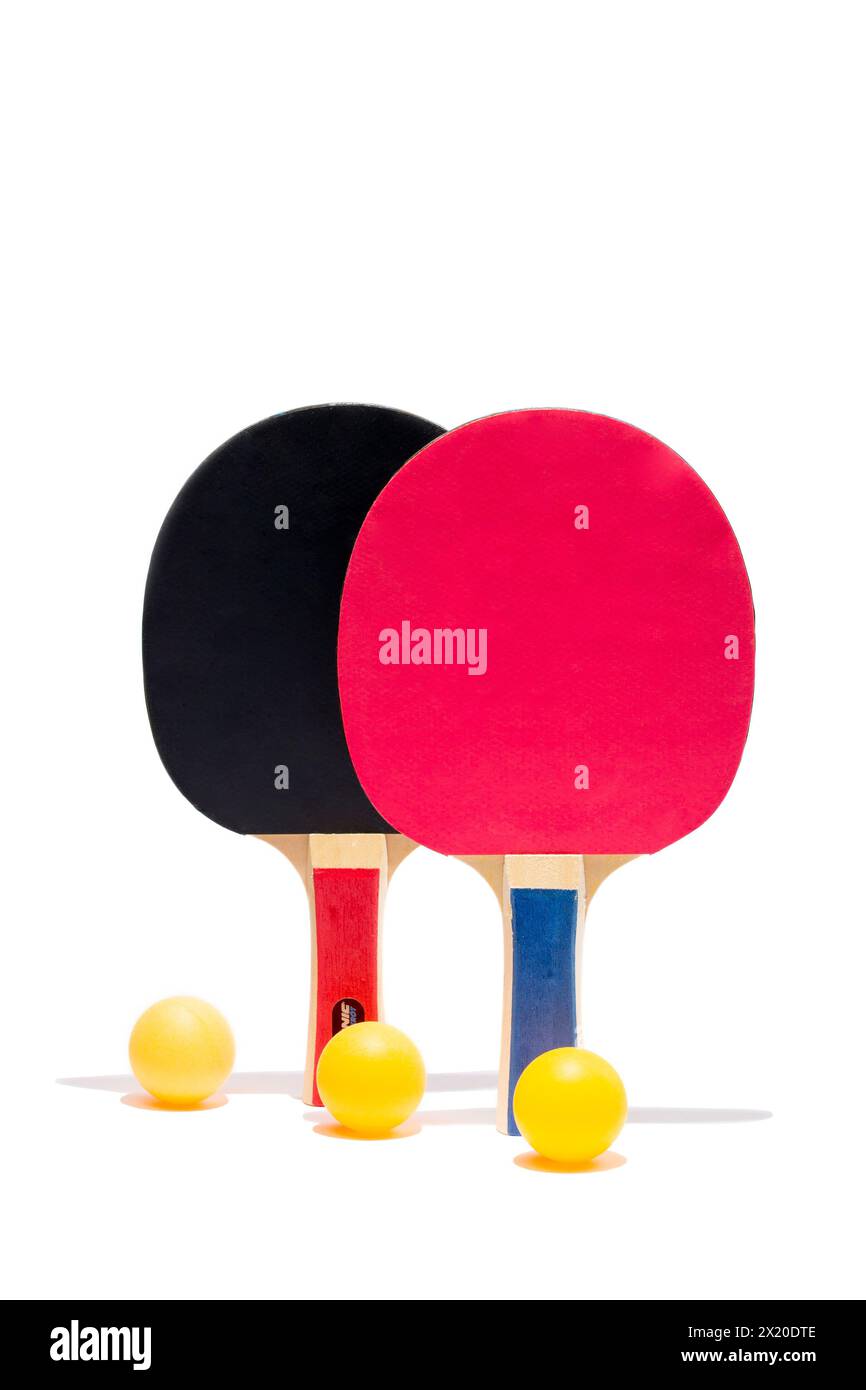 Two table tennis rackets on a white background Stock Photo - Alamy