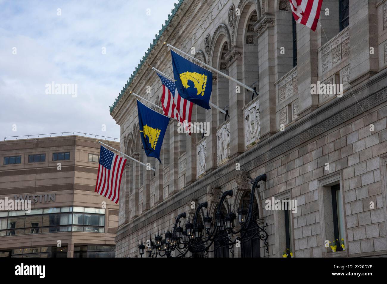 Boston, Massachusetts, USA April 15, 2024 American and Boston Marathon ...