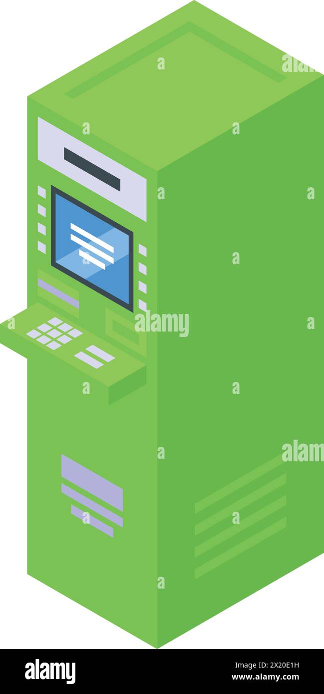 Outdoor green atm icon isometric vector. Cash out equipment. Street location Stock Vector Image ...