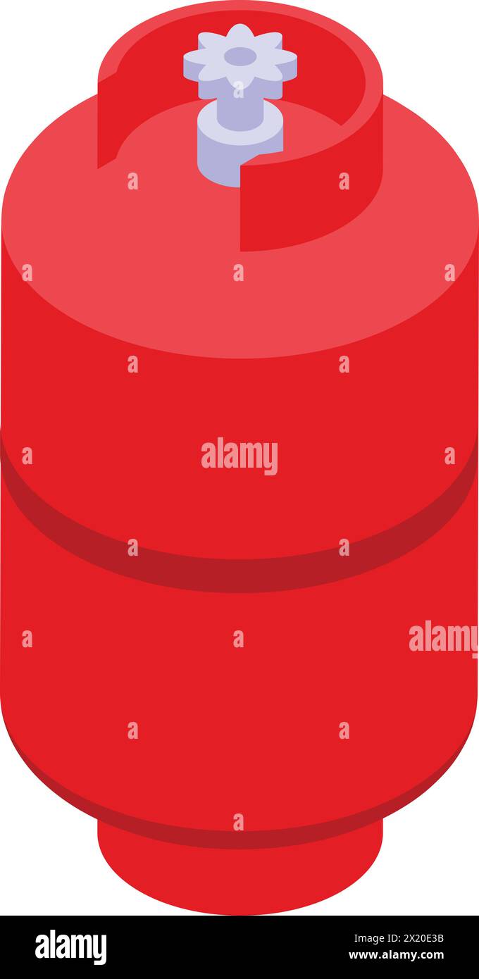 Red gas tank icon isometric vector. Home using pot. Control platform ...