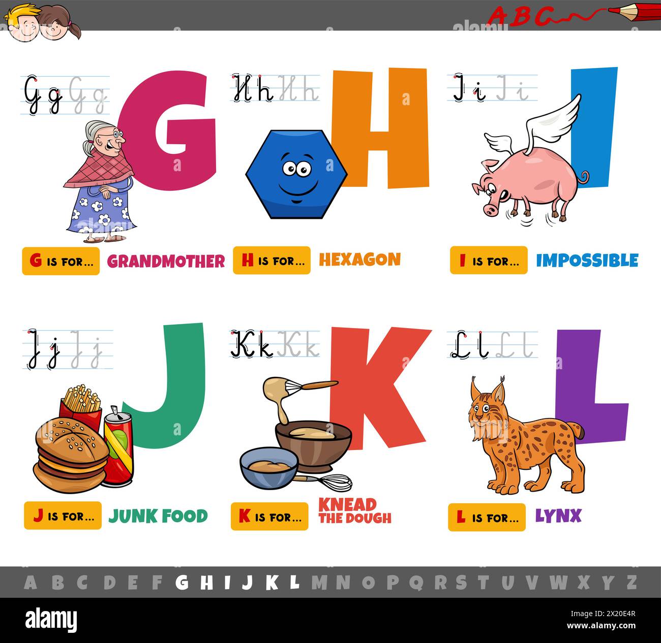 Cartoon illustration of capital letters from alphabet educational set ...