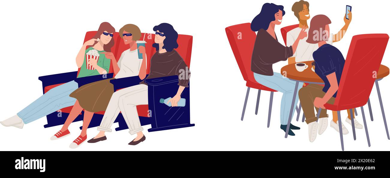 Cinema and Cafe Social Scene Vector Stock Vector Image & Art - Alamy