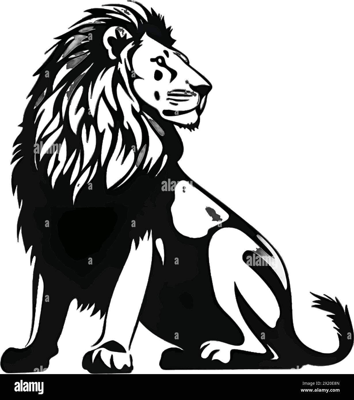Vector illustration of a lion in black silhouette against a clean white ...