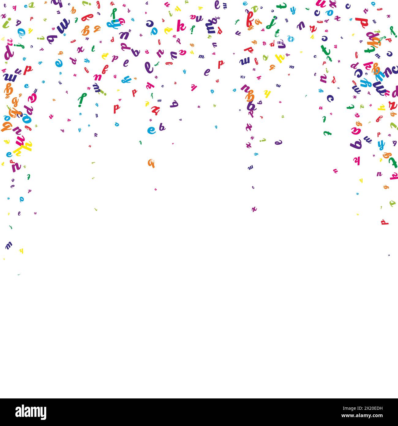 Flying latin letters. Colorful childish scattered charachters of ...