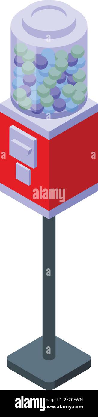 Party bubblegum machine icon isometric vector. Sugar object. Game shiny ...