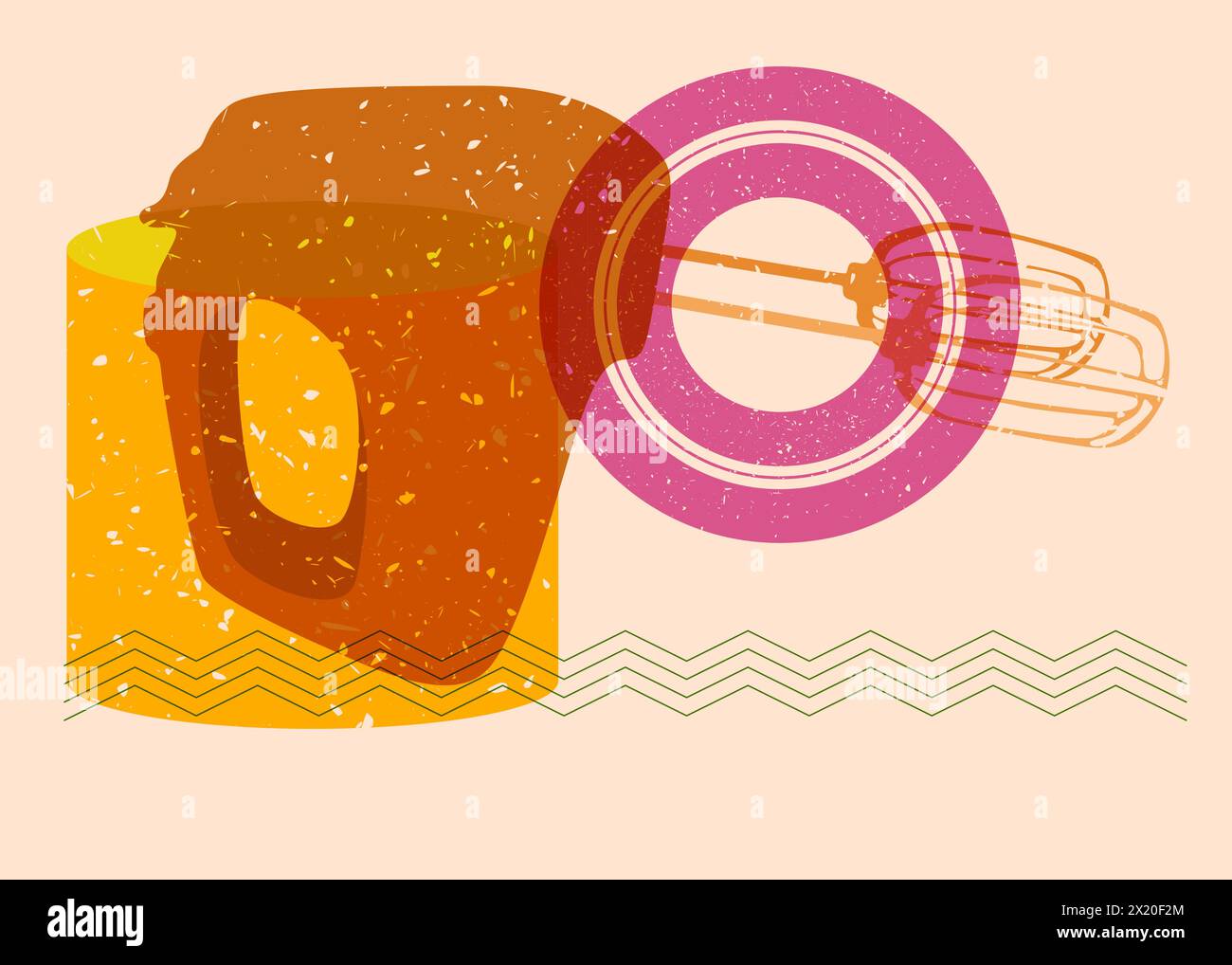 Risograph mixer with geometric shapes. Objects in trendy riso graph ...