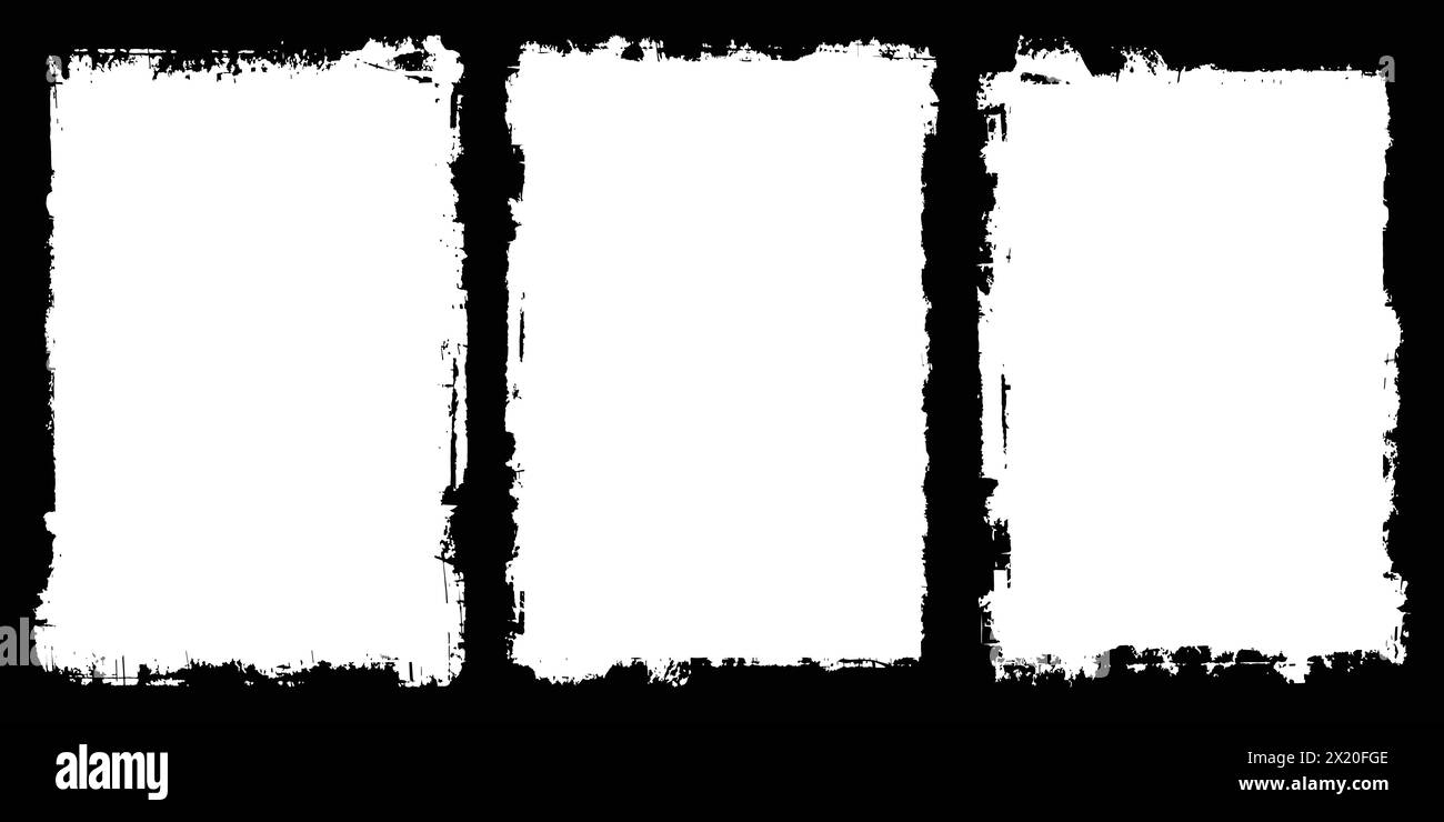 Set of black paint, grunge brush frame vector template backgrounds ...