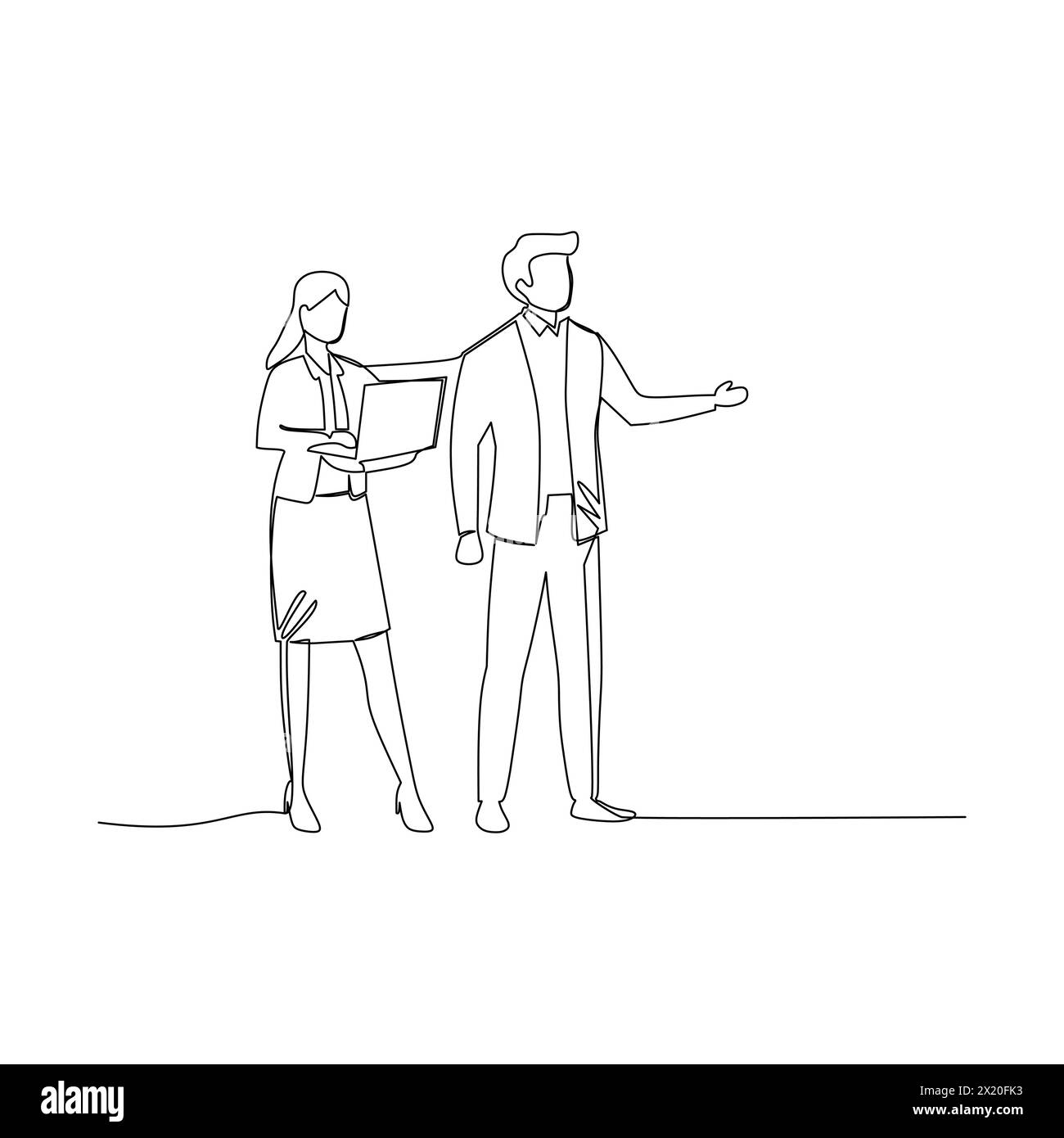 Simple continuous line drawing vector illustration businessman and ...