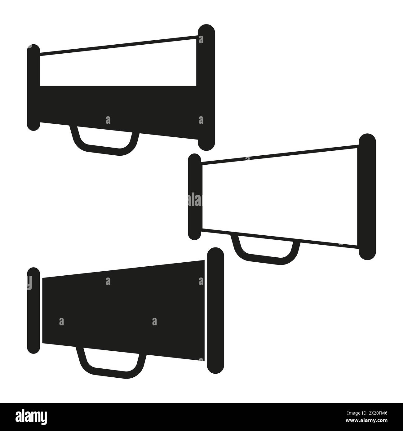 Megaphone icons set. Public address symbols. Announcement loudspeakers ...