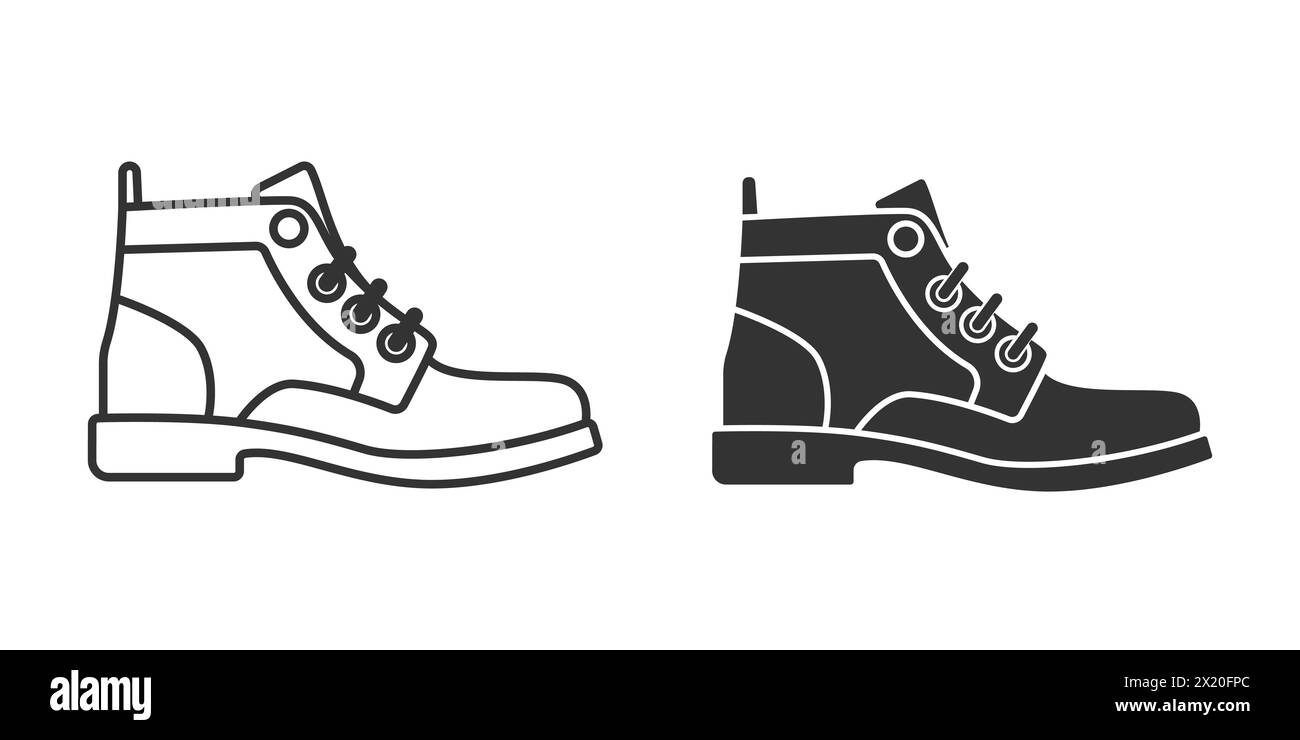 Flat Vector Linear and Silhouette Male and Female Ankle Boots Icon Set ...