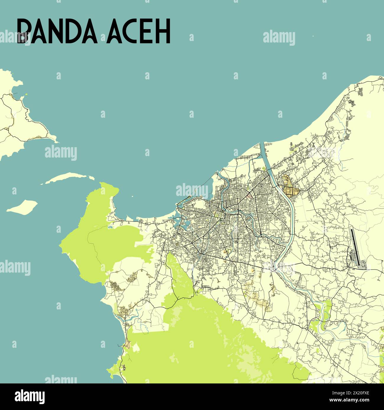 Banda Aceh Indonesia map poster art Stock Vector Image & Art - Alamy