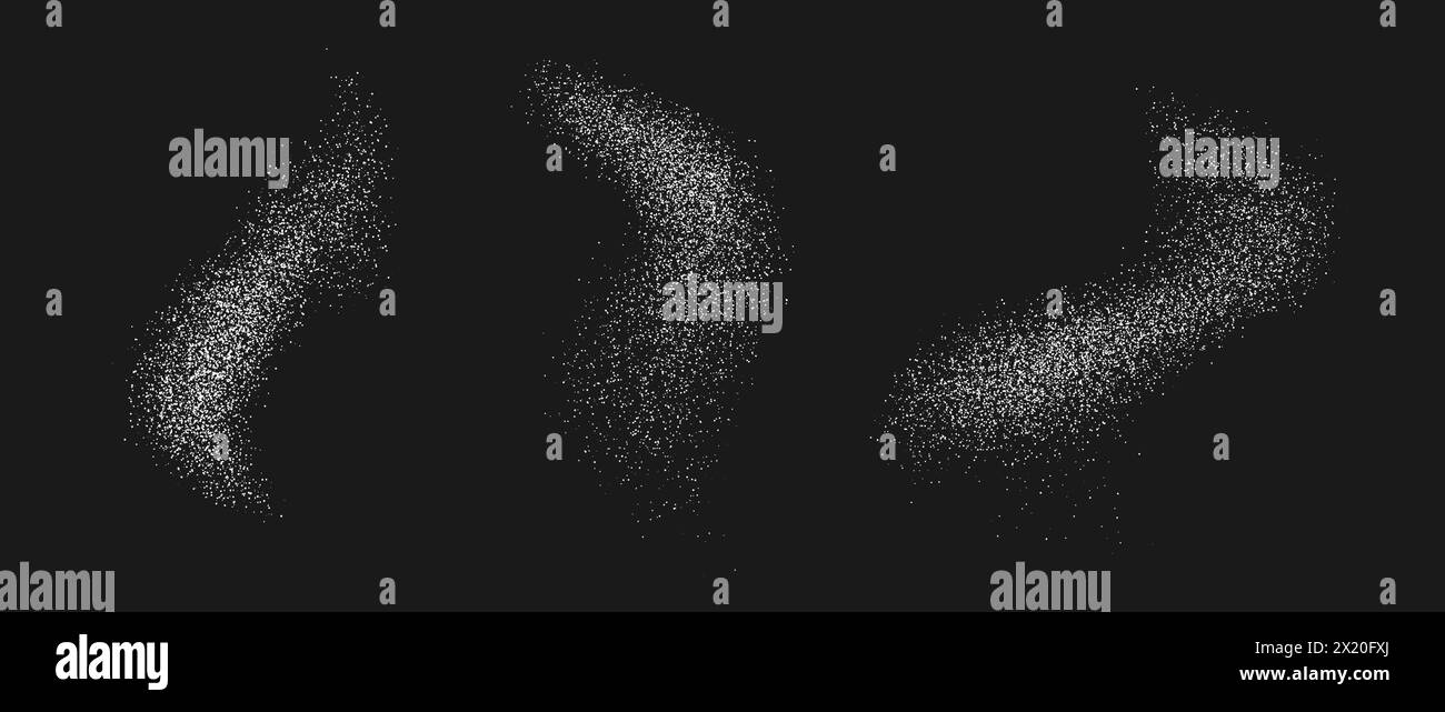 White powder splash set. Salt, sugar or flour splattered granules ...