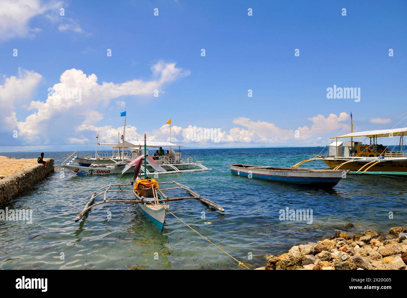 A bangka boat in Malapascua, Central Visayas, The Philippines Stock ...