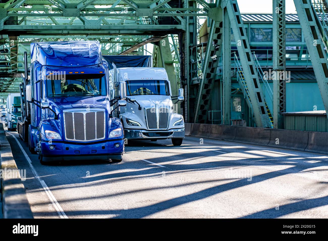 Industrial carriers blue and white big rig semi-truck tractors ...