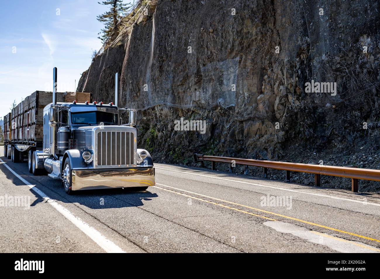 Industrial carrier black big rig semi-truck tractor with extended cab ...