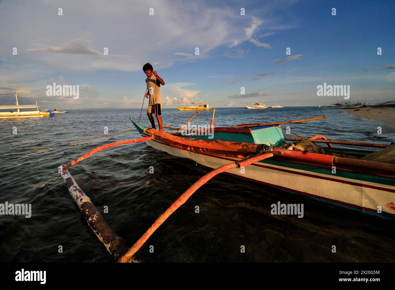 A bangka boat in Malapascua, Central Visayas, The Philippines Stock ...