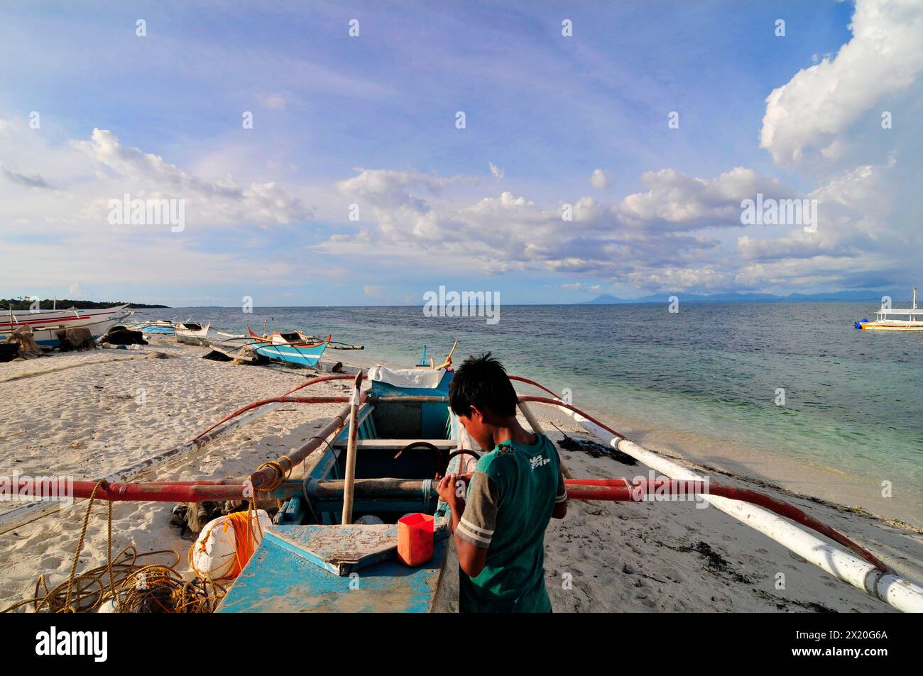 A bangka boat in Malapascua, Central Visayas, The Philippines Stock ...