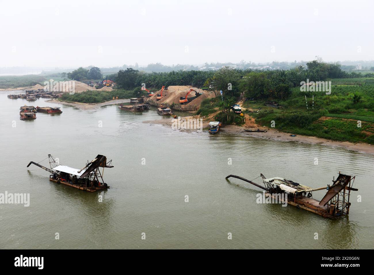 View of the Thu Bon river from the Cầu Giao Thuỷ bridge in Quảng Nam ...