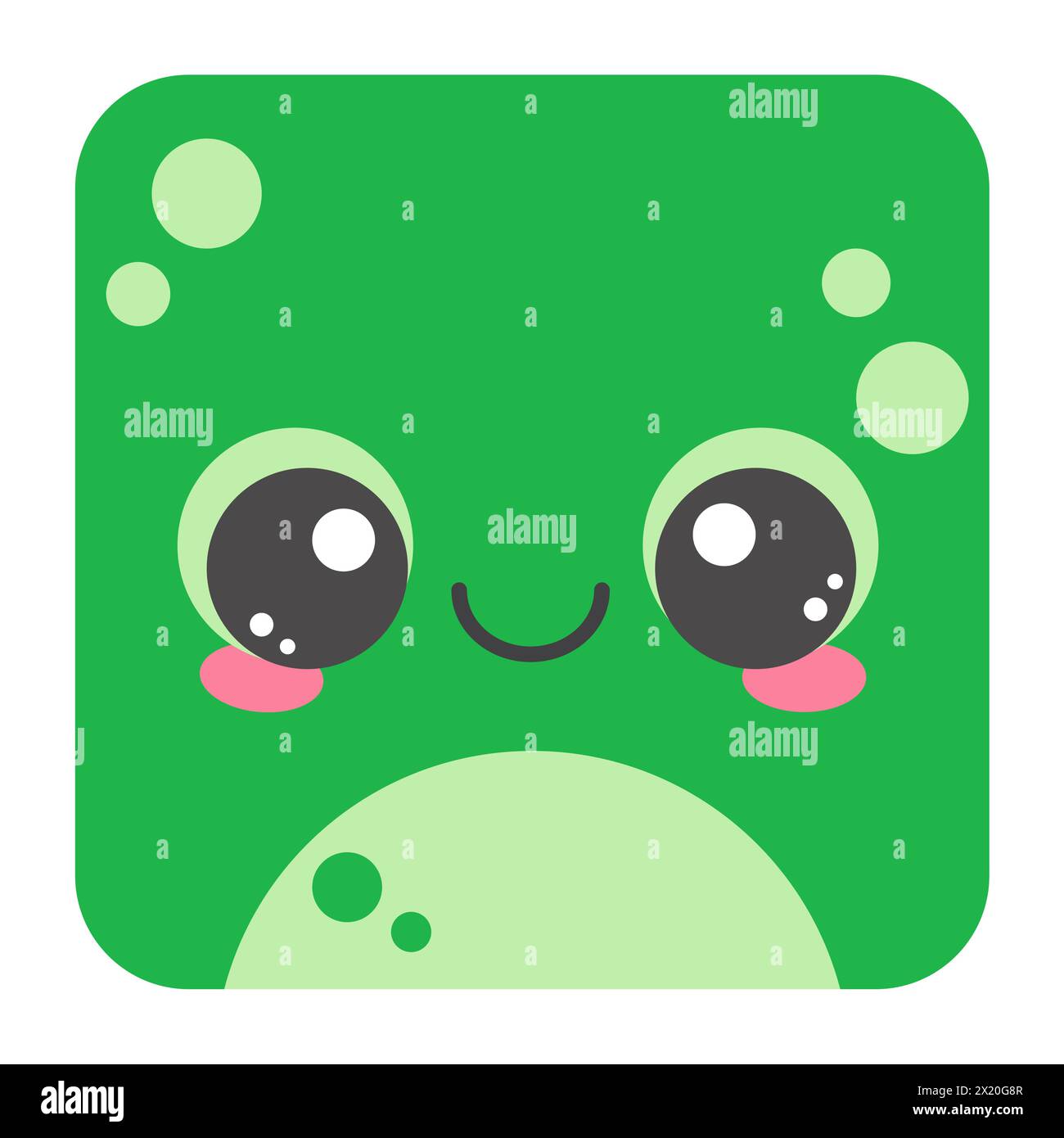 Cute square frog face. Cartoon head of animal character. Minimal simple ...
