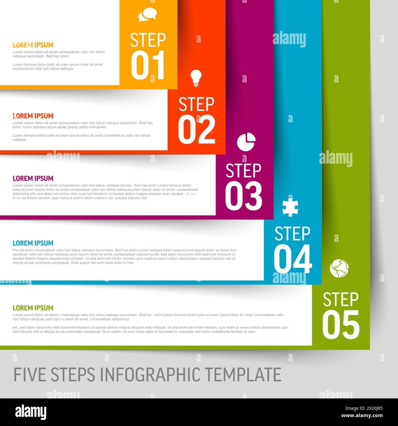 Vector Five simple slips of paper as steps progress template with ... Vector Five simple slips of paper as steps progress template with ...