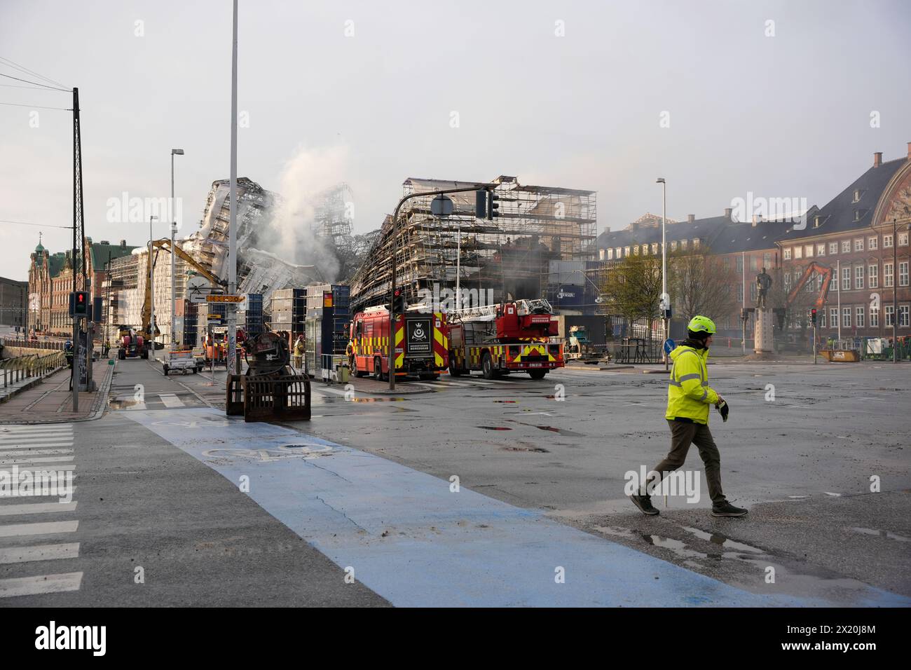 The ruins after the outer wall has collapsed in a fire in the ...