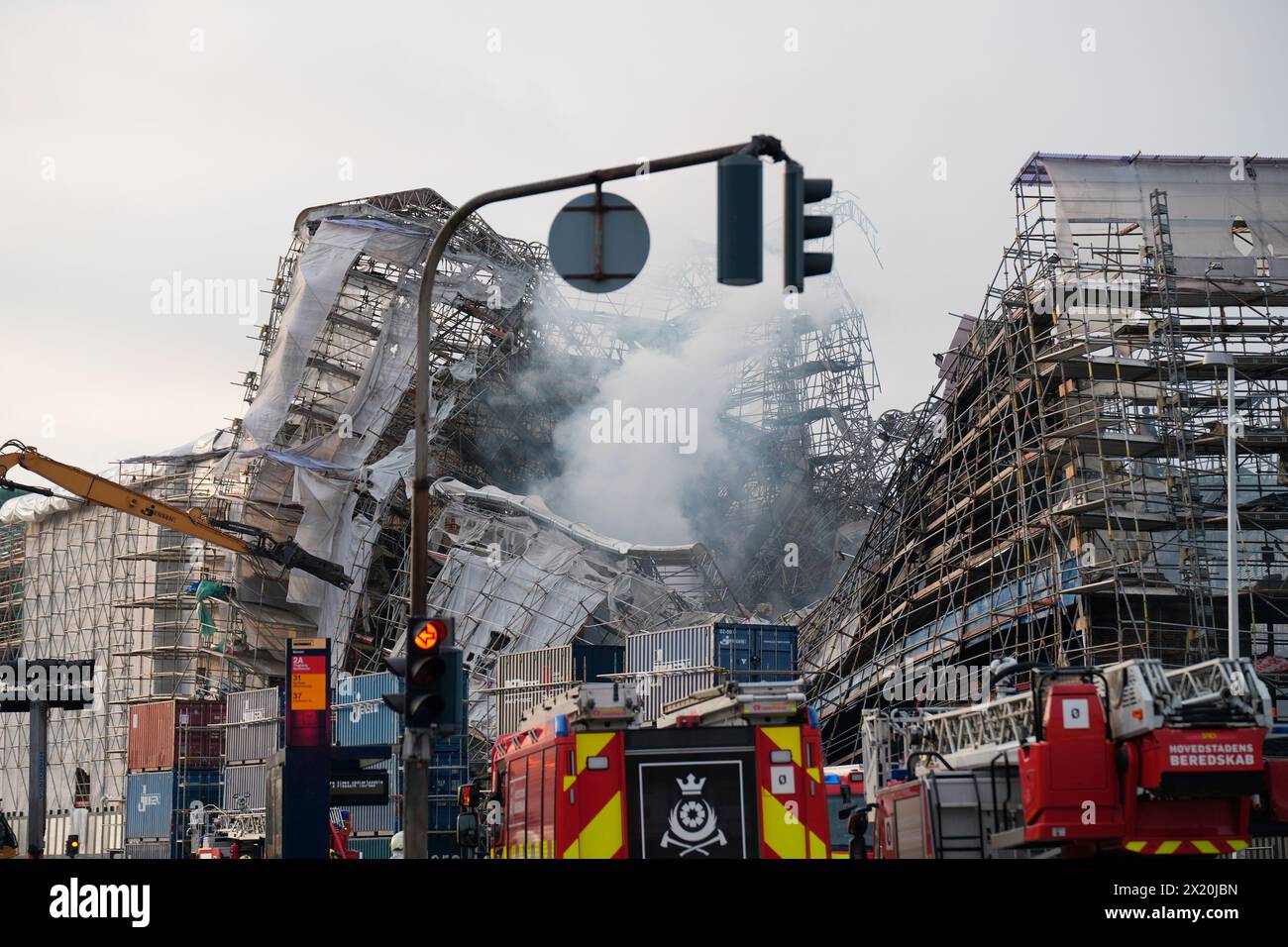 The ruins after the outer wall has collapsed in a fire in the ...