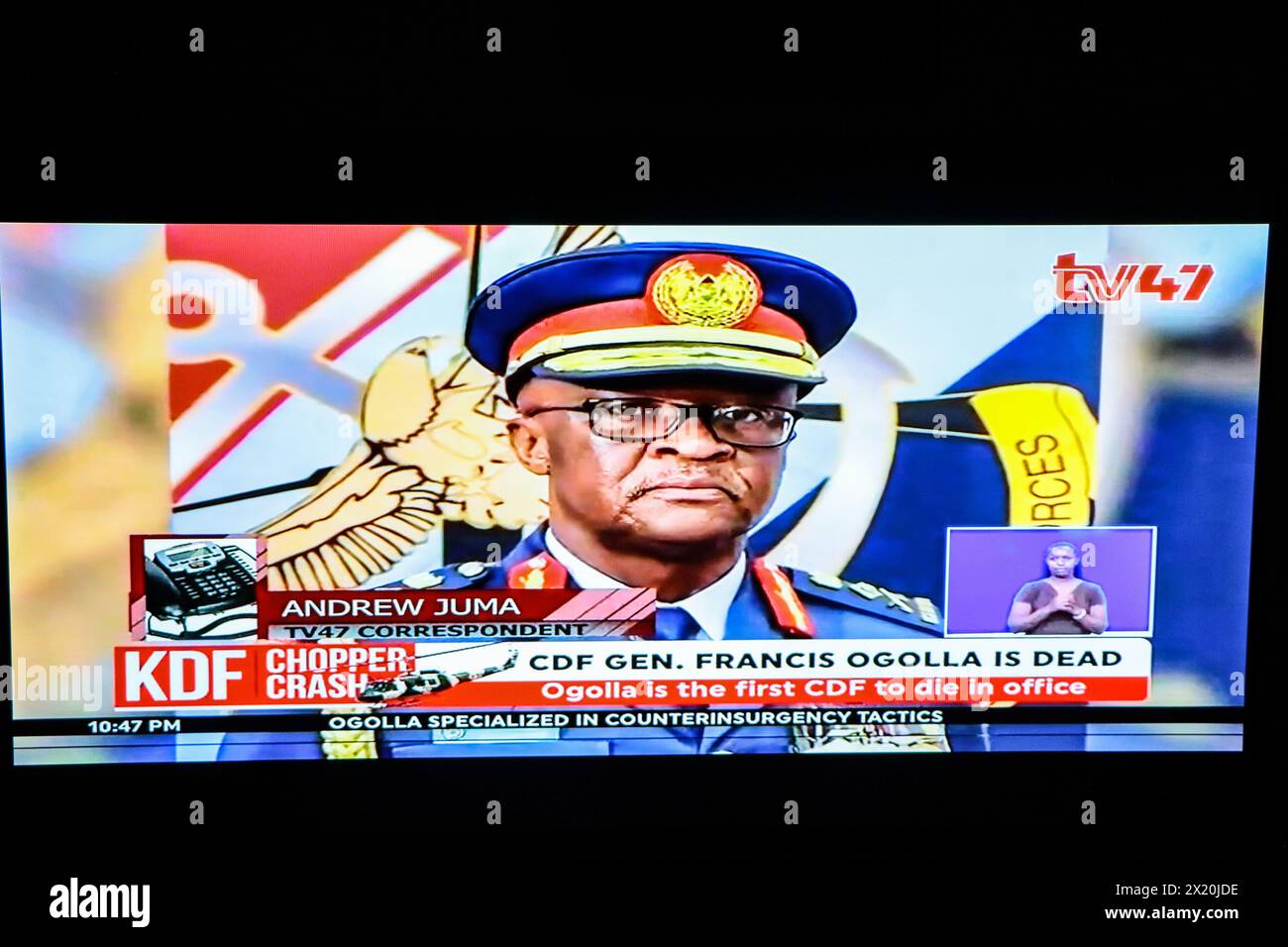 Kenya. 18th Apr, 2024. Screen grab taken from Kenya's TV47 as it ...