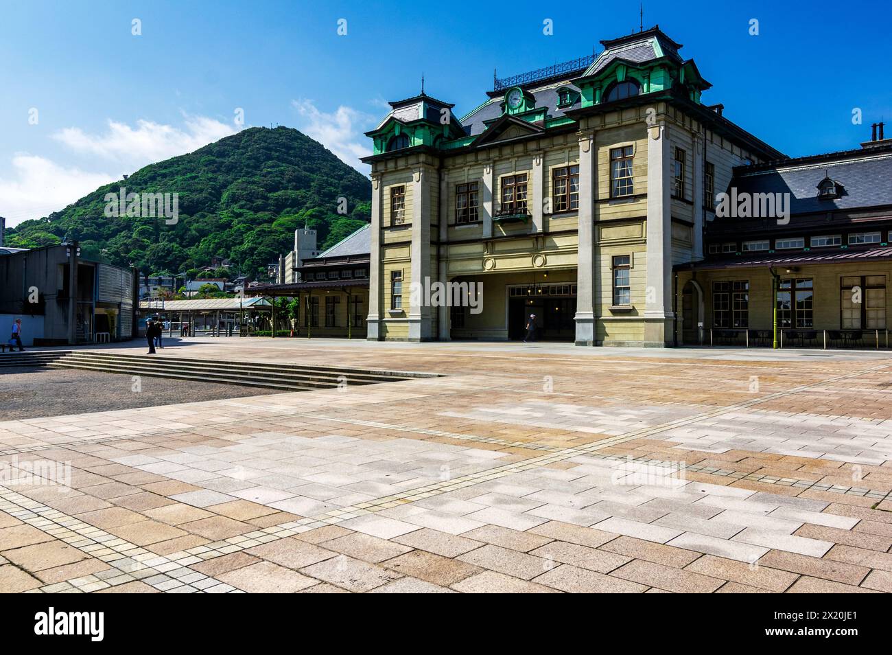 Mojiku is a tourist place, here the train station, in the Japanese ...