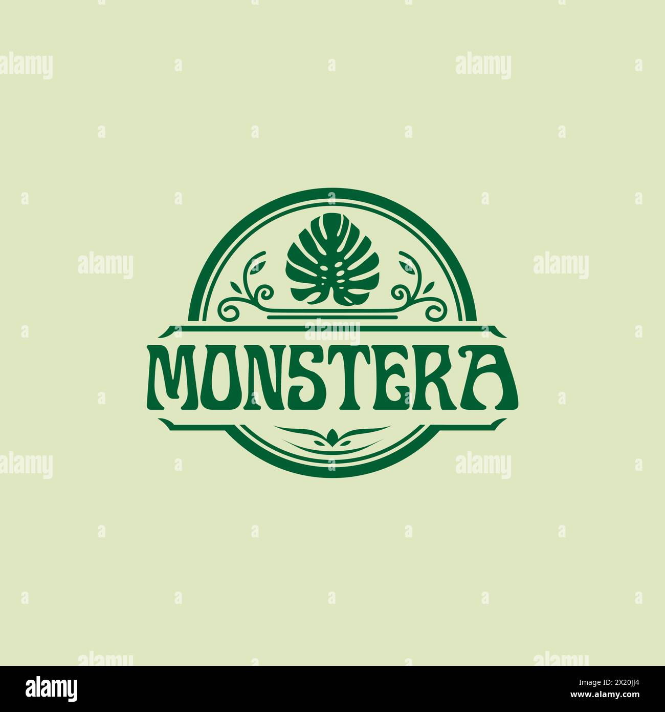 Monstera Logo, Monstera Stamp Logo Design, Monstera Vintage Vector ...