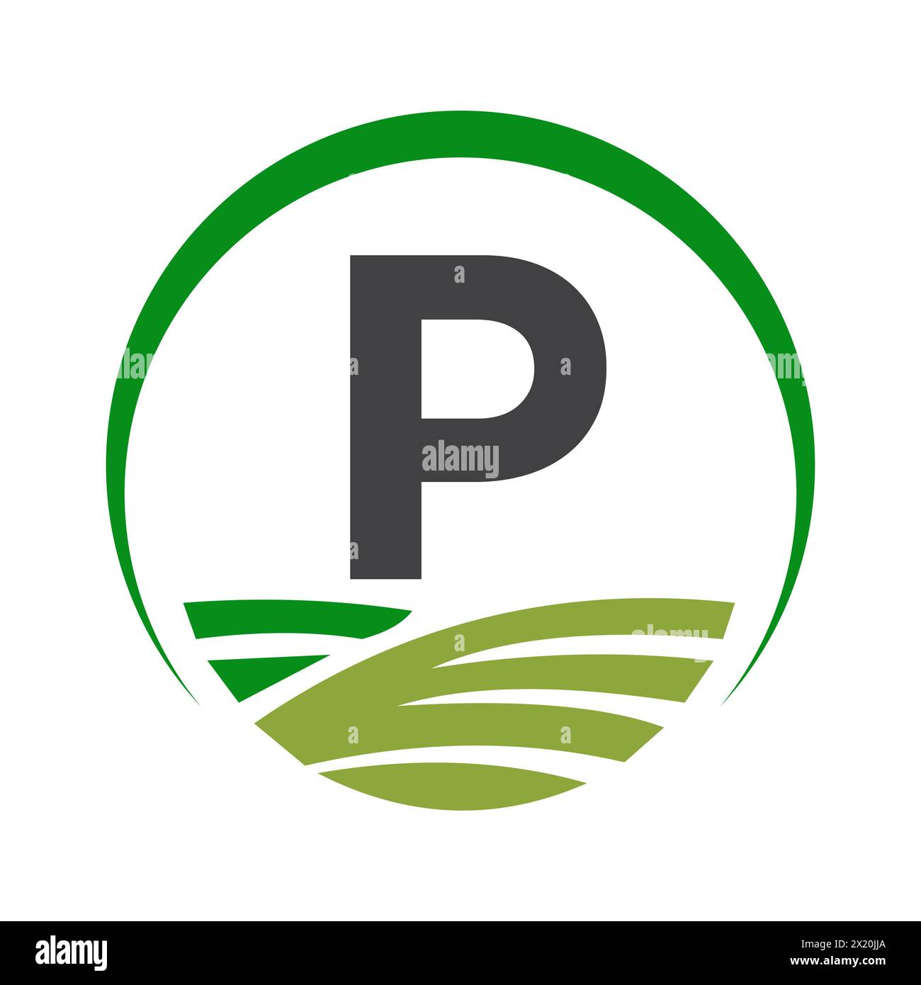 Agriculture Logo On Letter P Concept For Farming Symbol Stock Vector ...