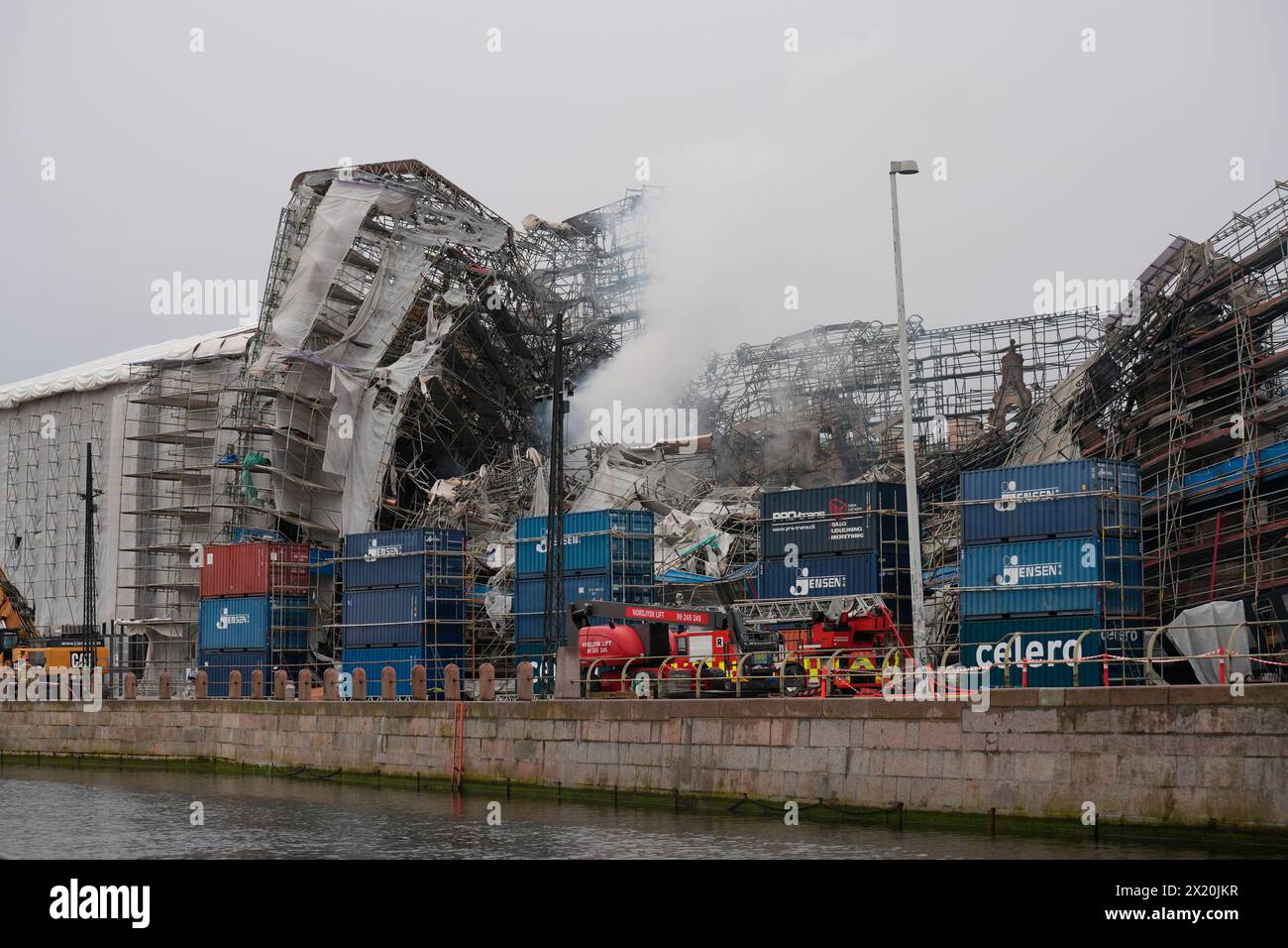 The ruins after the outer wall has collapsed in a fire in the ...