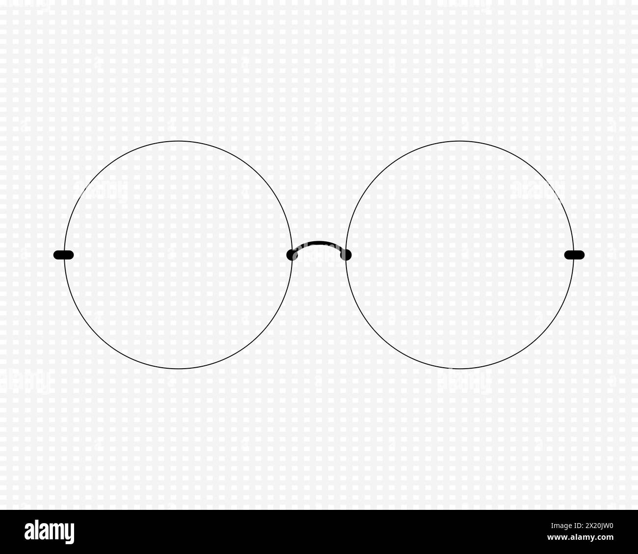 Rimless round glasses on transparent background. Circle eyeglasses ...