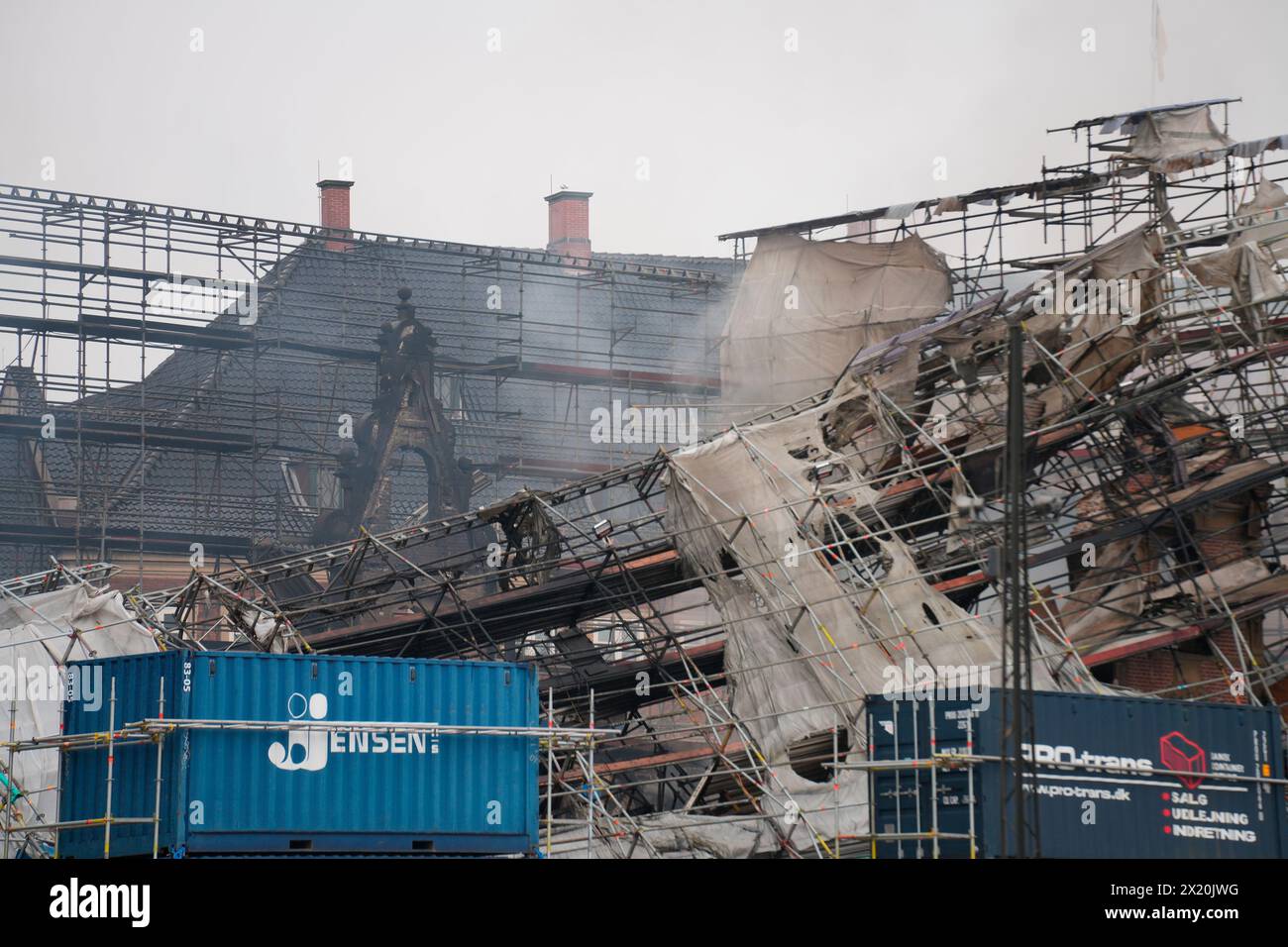 The ruins after the outer wall has collapsed in a fire in the ...