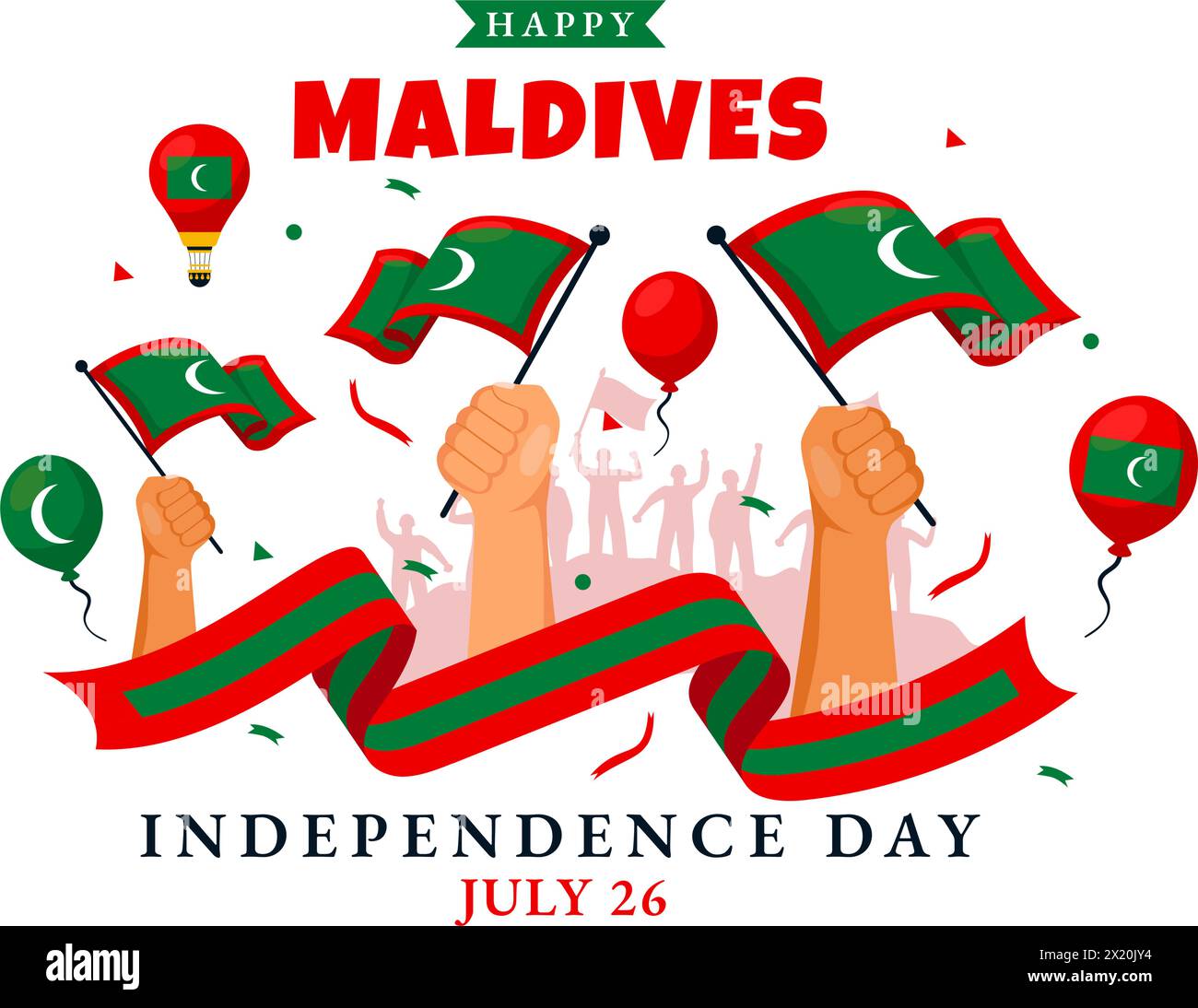 Happy Maldives Independence Day Vector Illustration on 26 July with ...