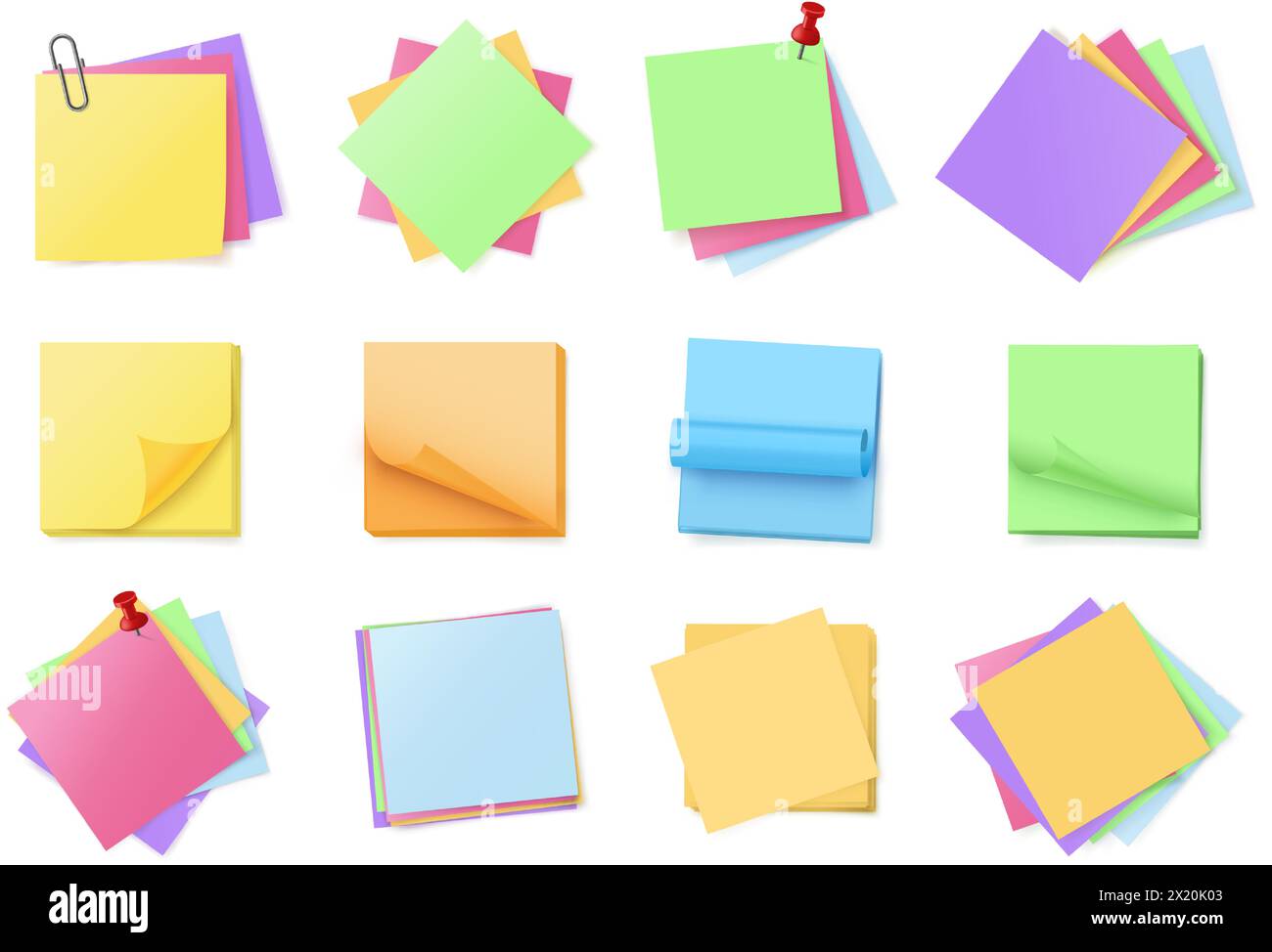 Color sticky note stack. Blank adhesive notepads, stacked multicolored ...