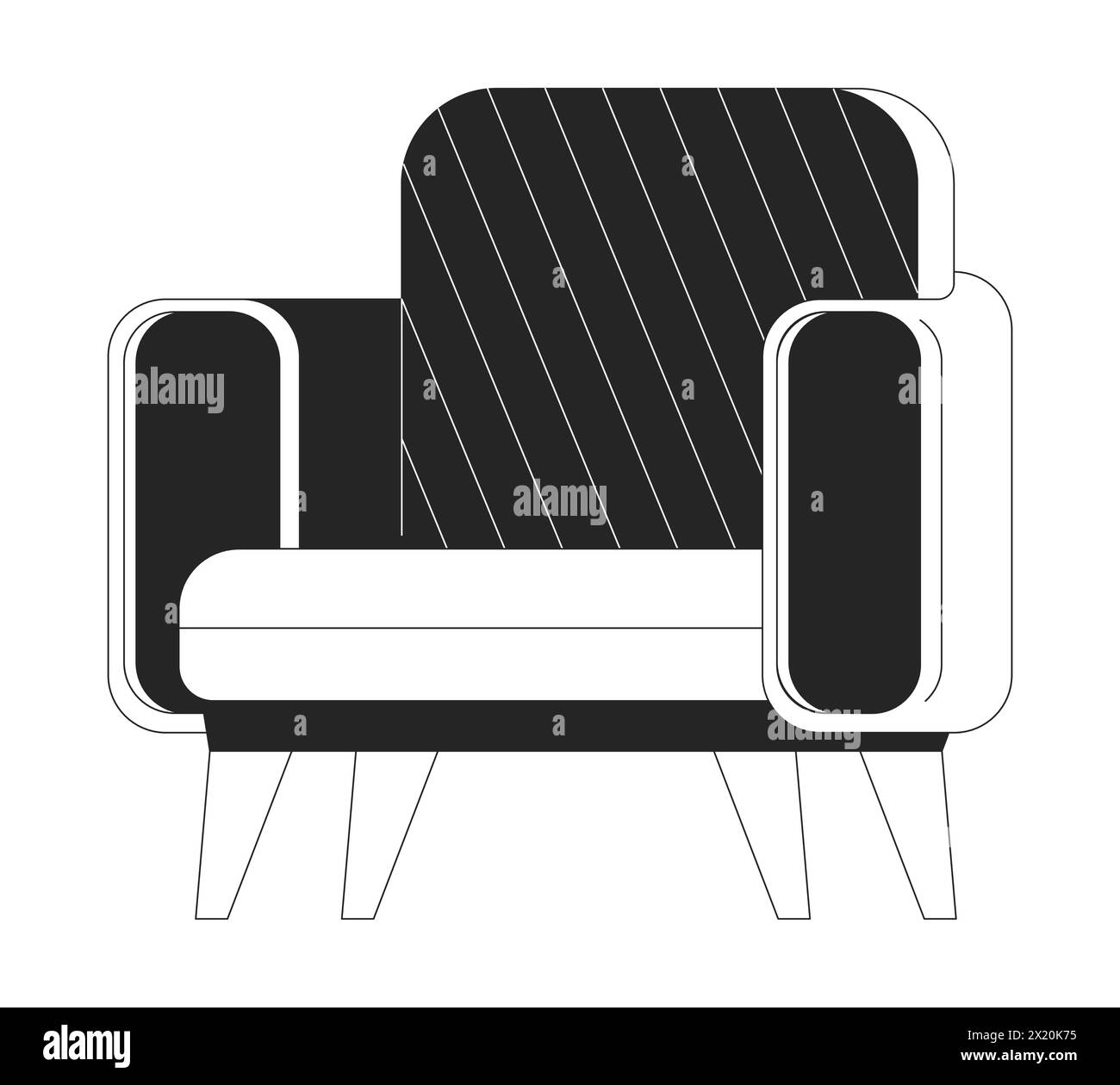 Soft Armchair With Cushions 2d Linear Cartoon Object Stock Vector Image