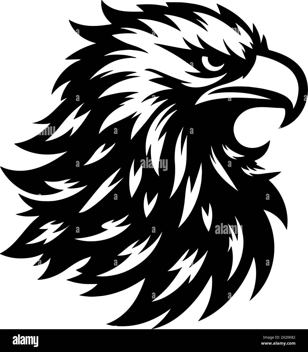 black and white stylized eagle head silhouette. Vector illustration ...