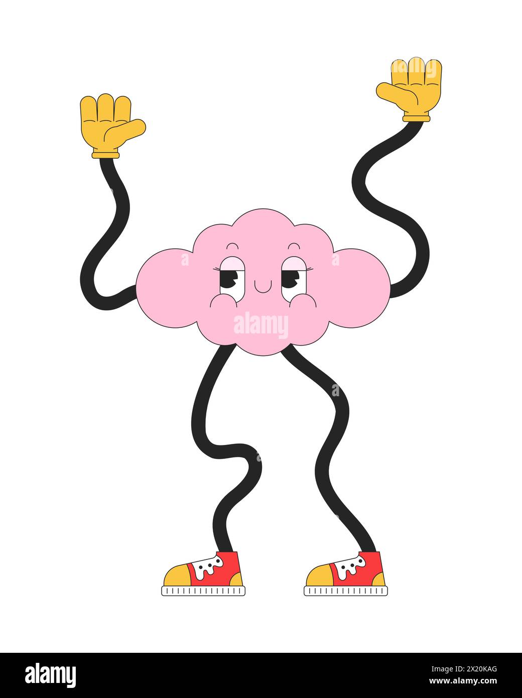 Groovy cloud with wavy arms and legs 2D linear cartoon character Stock ...