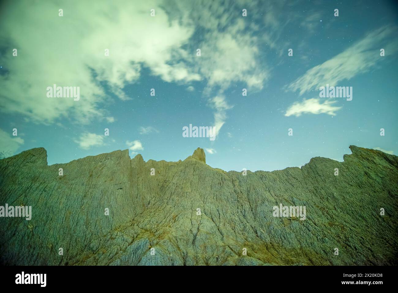 On a clear night, the exposed hills take on an earthy quality. Caoshan ...