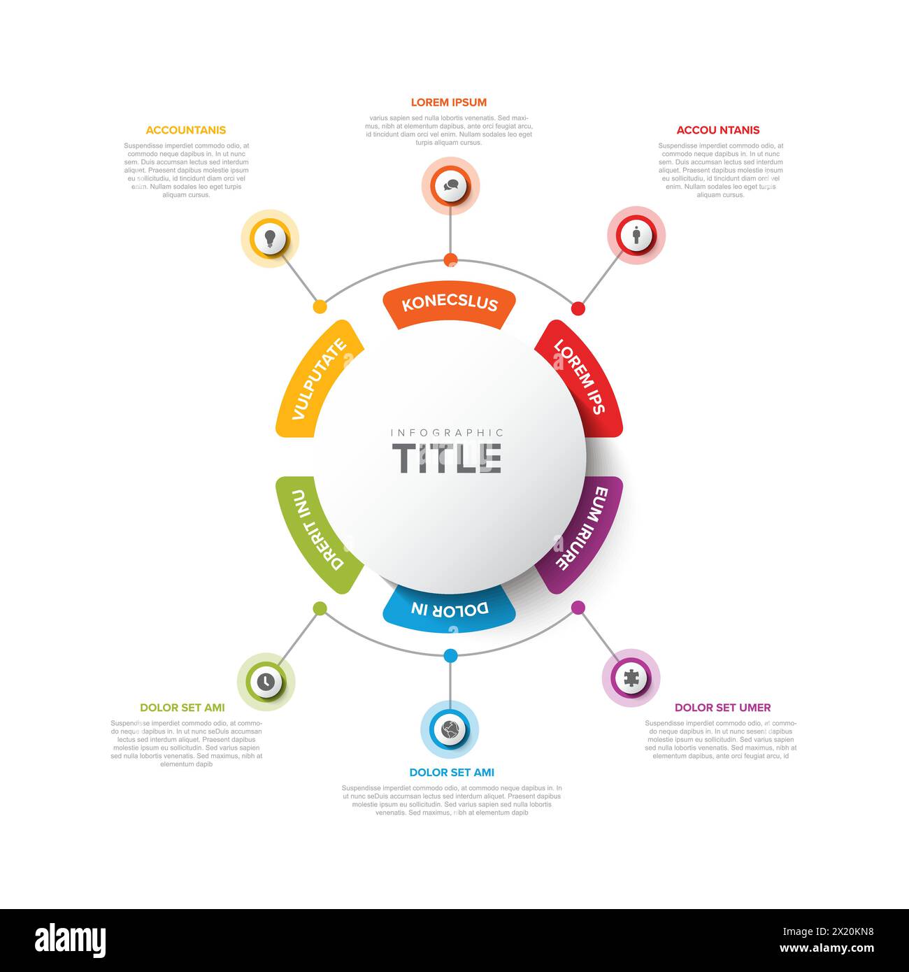 Simple vertical Colorful Circular Infographic Design Template with six ...