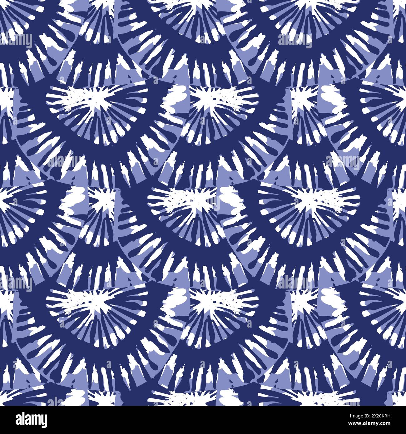 Indigo blue Japanese block print effect pattern. Seamless hand made ...