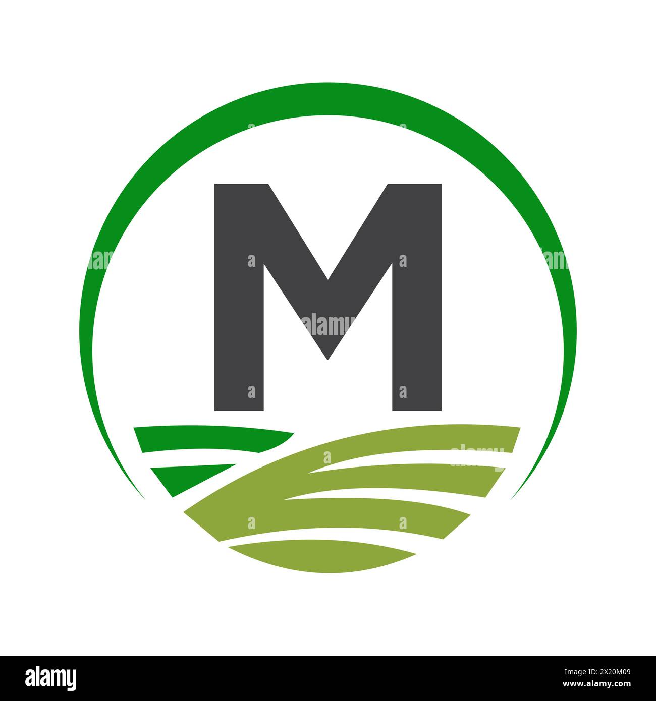 Agriculture Logo On Letter M Concept For Farming Symbol Stock Vector ...