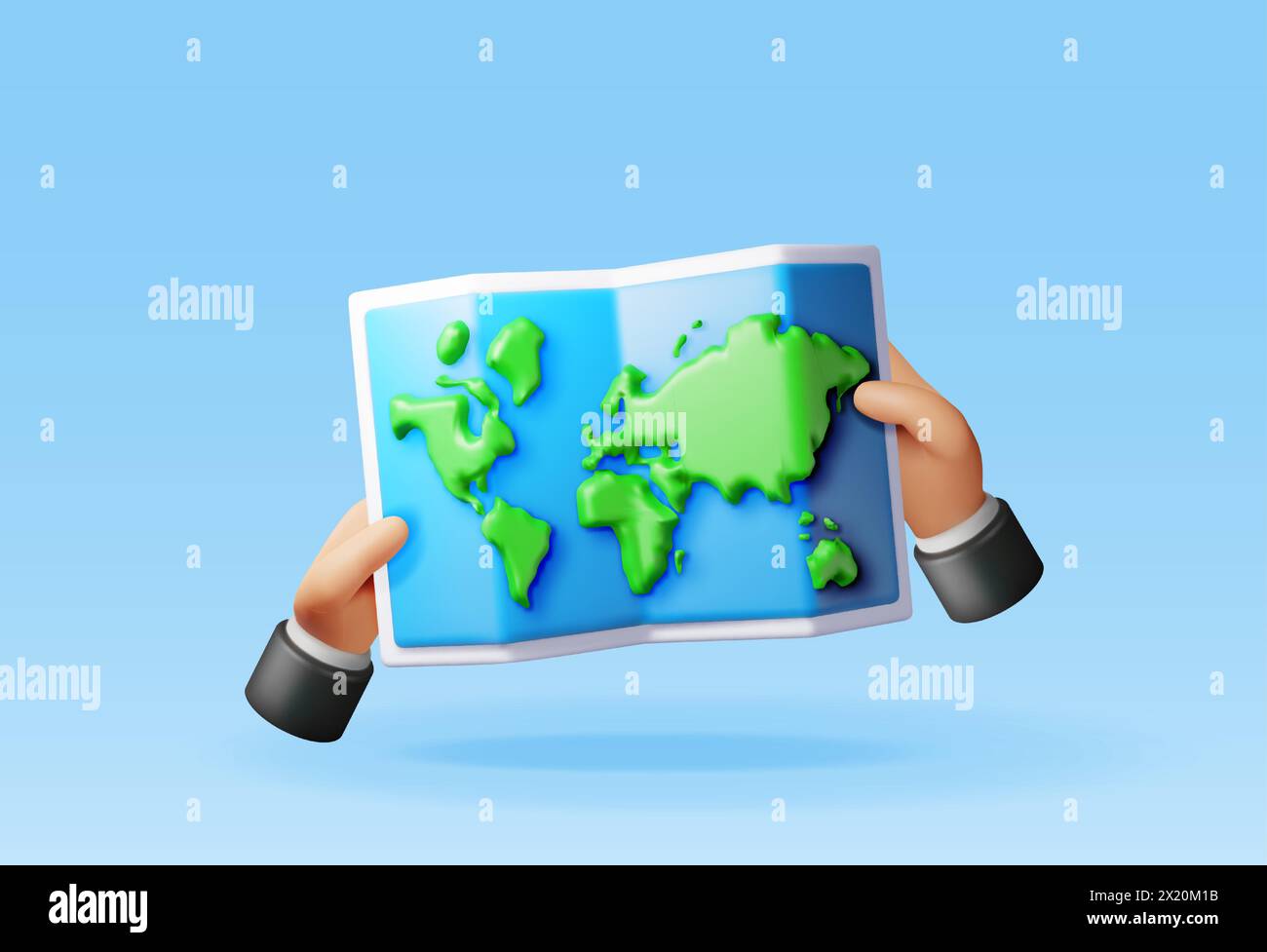 3D cartoon folded world map in hand Stock Vector Image & Art - Alamy