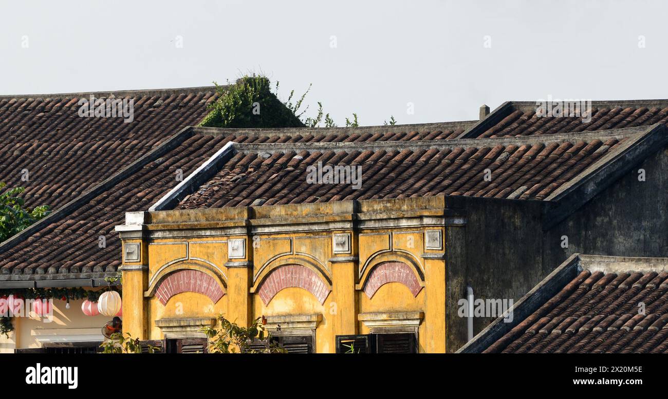 Traditional rooftops in the old city of Hoi An in Vietnam Stock Photo ...