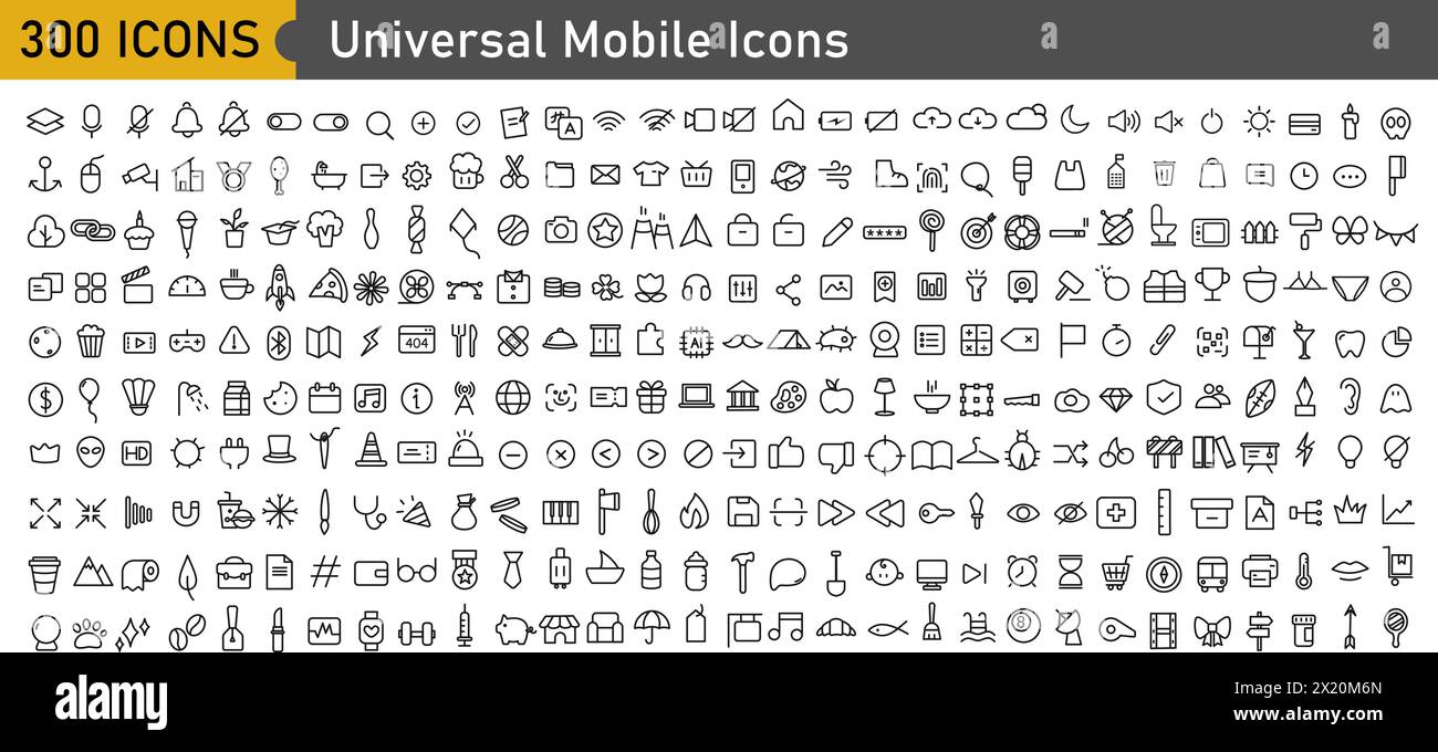 set of 300 icons in trendy line style. Business, ecommerce, finance ...