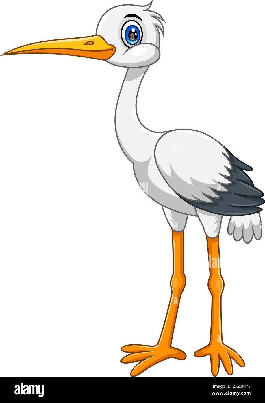 Cartoon cute white stork bird on white background Stock Vector Image ...